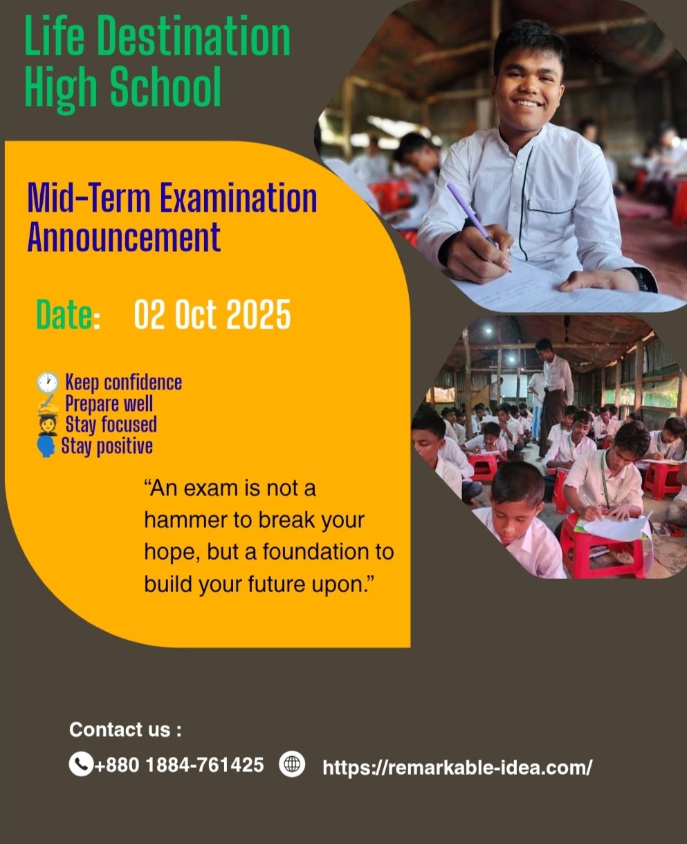 Announcement for Mid-Term Examination – Life Destination School